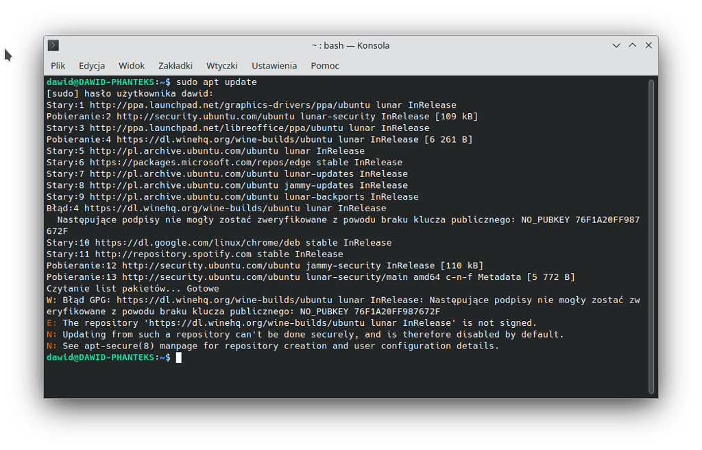 Problem z repozytoriami i apt update i pytanie dot. repo Spotify - GNU/Linux - dobreprogramy - forum